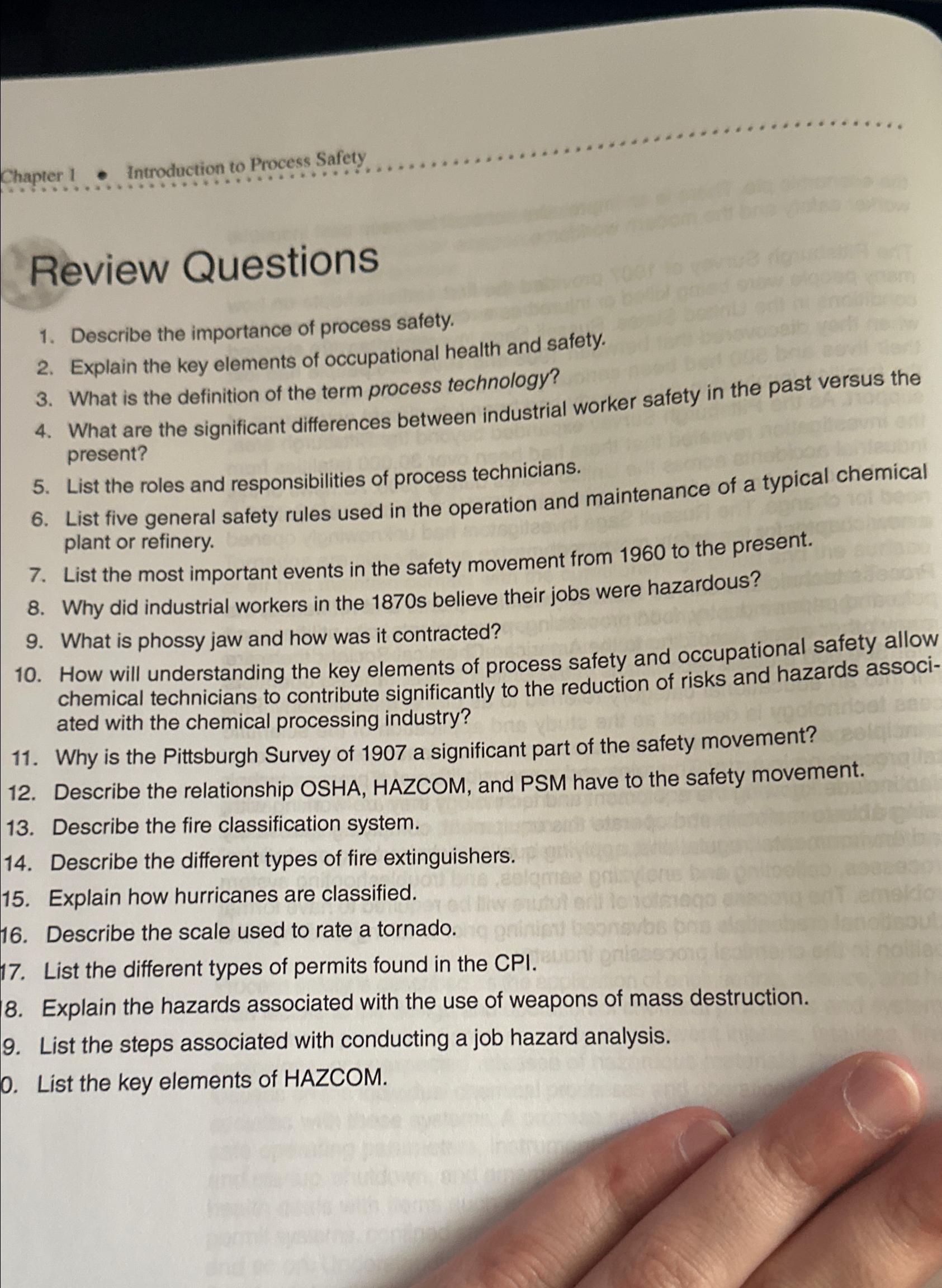 Solved Chapter :Introduction to Process SafetyReview | Chegg.com