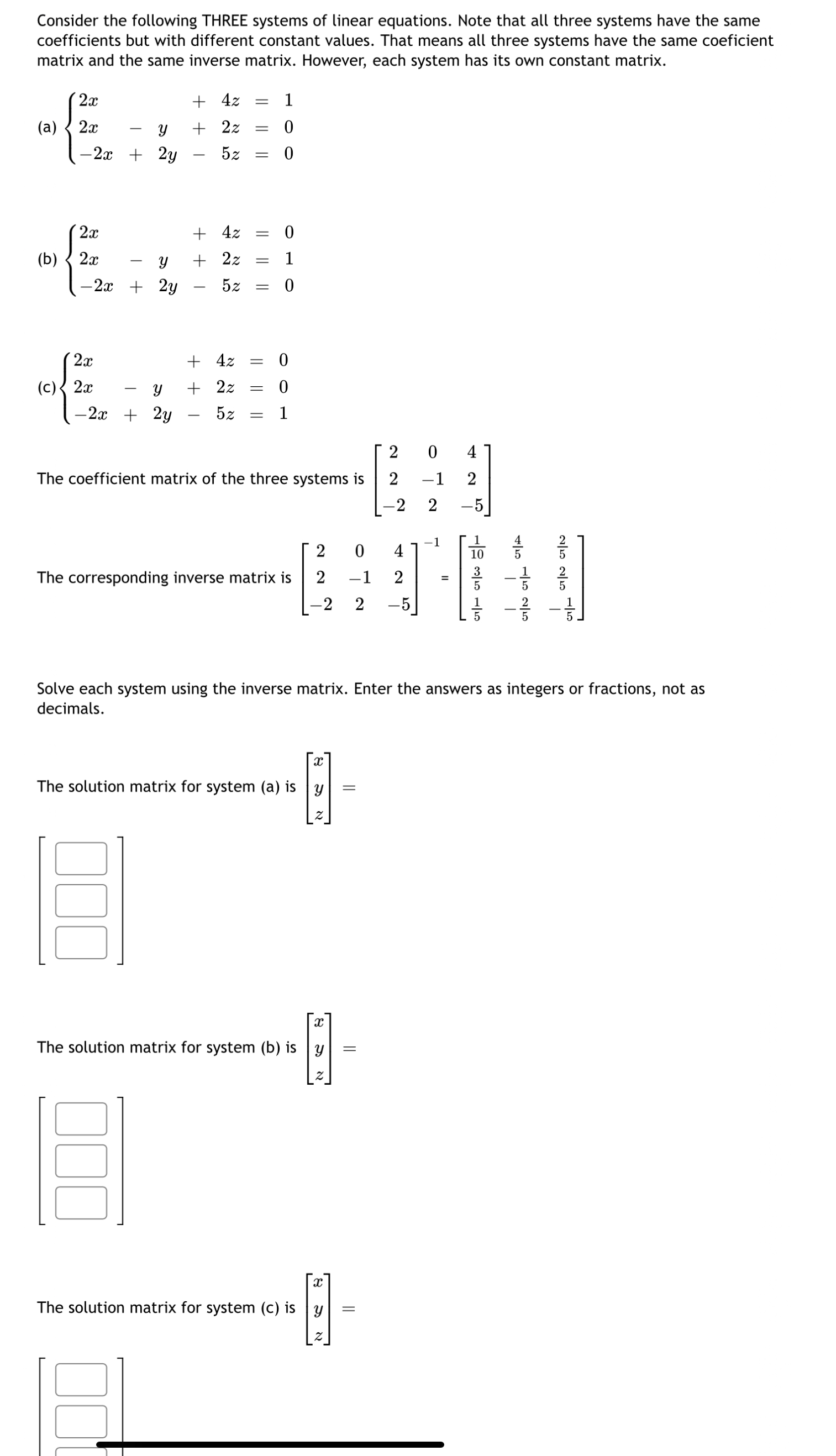 Solved Consider the following THREE systems of ﻿linear | Chegg.com