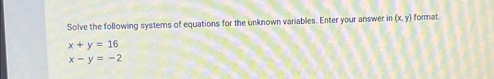 Solved Solve the following systems of equations for the | Chegg.com