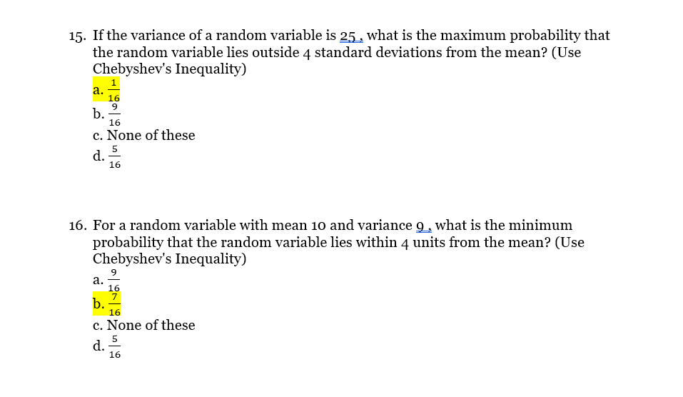 Solved 15. ﻿If the variance of a random variable is 25 , | Chegg.com