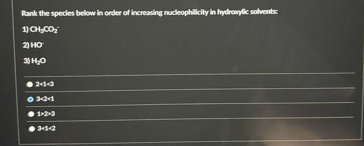 Solved Rank the species below in order of increasing | Chegg.com