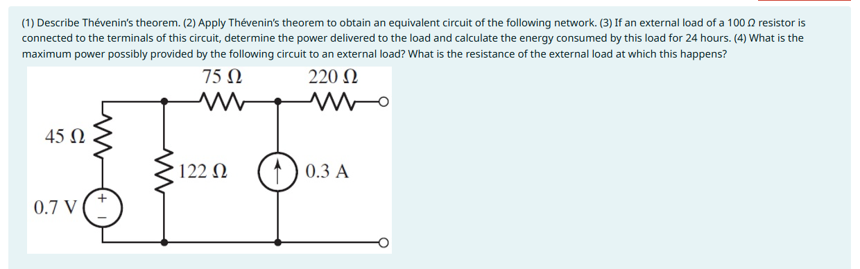Solved (1) ﻿Describe Thévenin's theorem. (2) ﻿Apply | Chegg.com