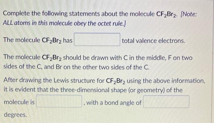 Solved Complete the following statements about the molecule | Chegg.com