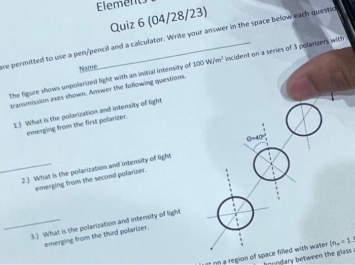Solved Quiz 6(04/28/23) 1. What is the polarization and | Chegg.com