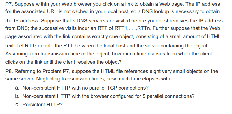 Solved P7. ﻿Suppose within your Web browser you click on a | Chegg.com