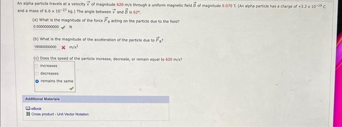 Solved An alpha particle travels at a velocity V of | Chegg.com