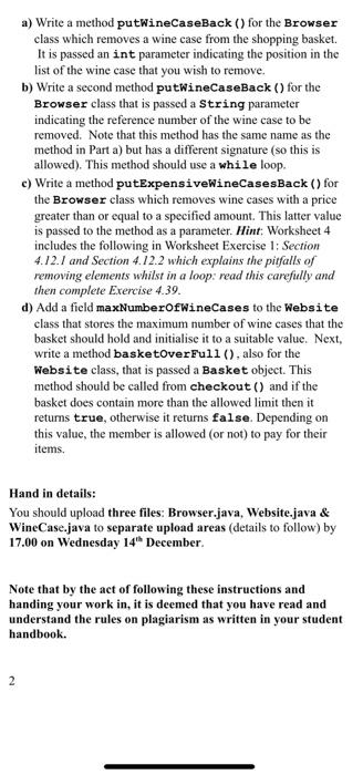 Solved Programming I Individual Assessed Coursework 4 | Chegg.com