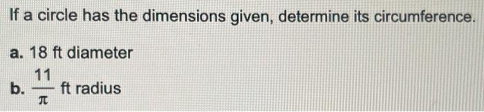 Solved If a circle has the dimensions given, determine its | Chegg.com