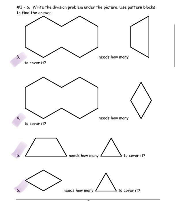 Solved Fraction Division with Pattern Blocks DA 1 / JA I. | Chegg.com