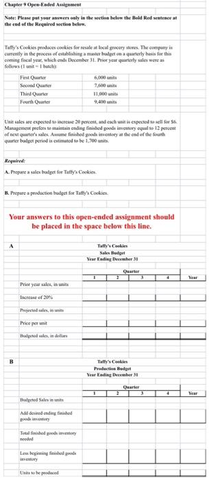 Solved Chapter 9 Open Ended Assignment Note: Plaw put your | Chegg.com