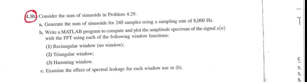 Solved T 4.30. Consider the sum of sinusoids in Problem | Chegg.com