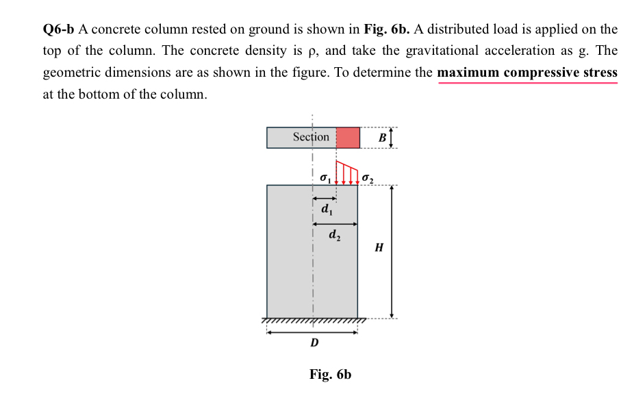 Solved Q6-b A concrete column rested on ground is shown in | Chegg.com