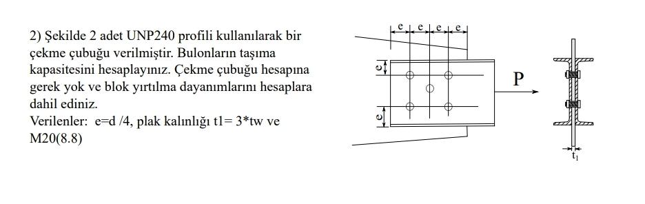 2) ﻿The figure shows a tension rod using 2 ﻿UNP240 | Chegg.com