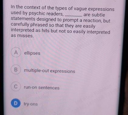 Solved In the context of the types of vague expressions used | Chegg.com