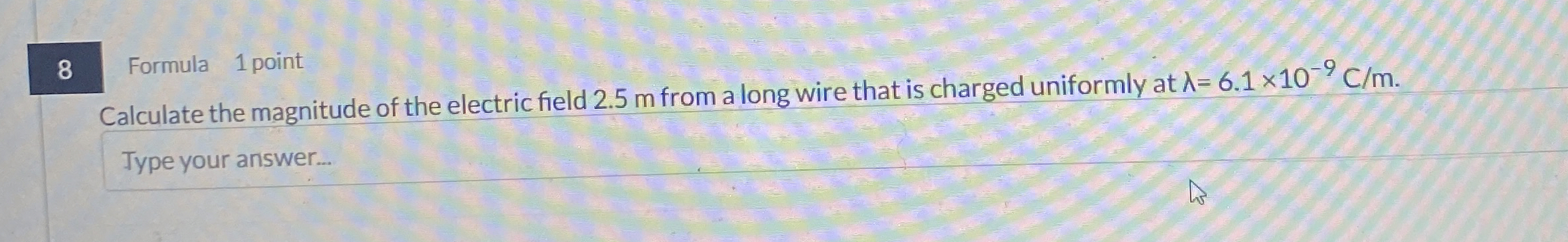 Solved 8Formula 1 ﻿pointCalculate the magnitude of the | Chegg.com