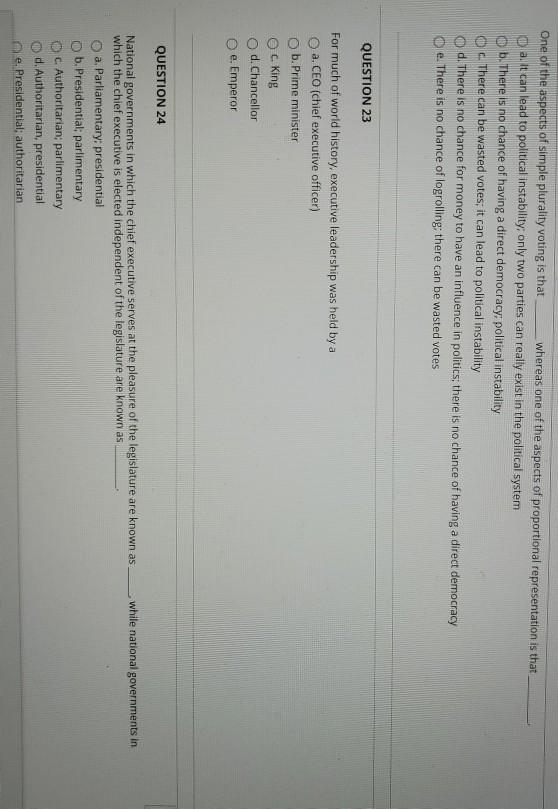 One of the aspects of simple plurality voting is that | Chegg.com