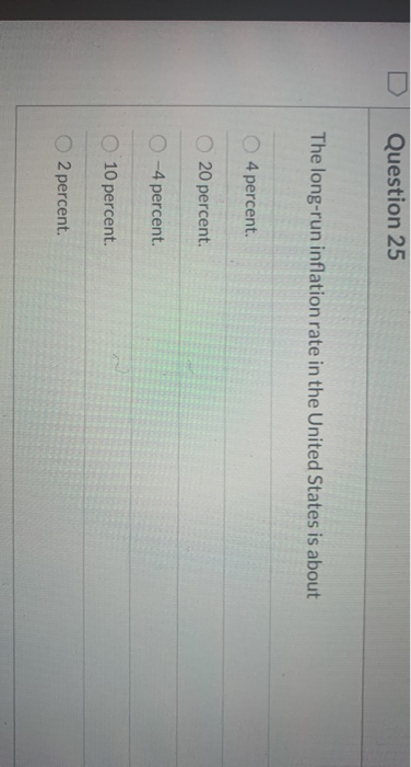 Solved Question 25 The long-run inflation rate in the United | Chegg.com
