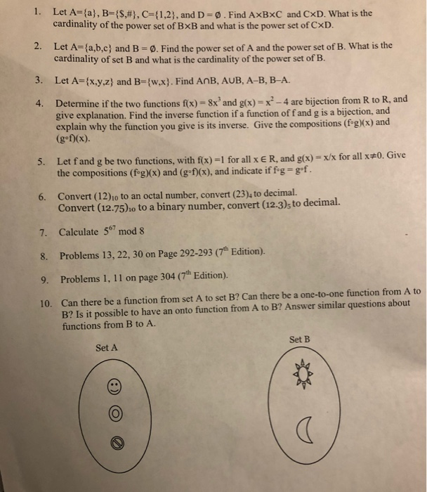 Solved Let A-(a), B={S,# , C = {1,2} , and D 0. Find AXBXC | Chegg.com