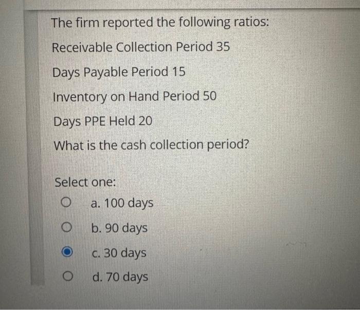 Solved The firm reported the following ratios: Receivable | Chegg.com