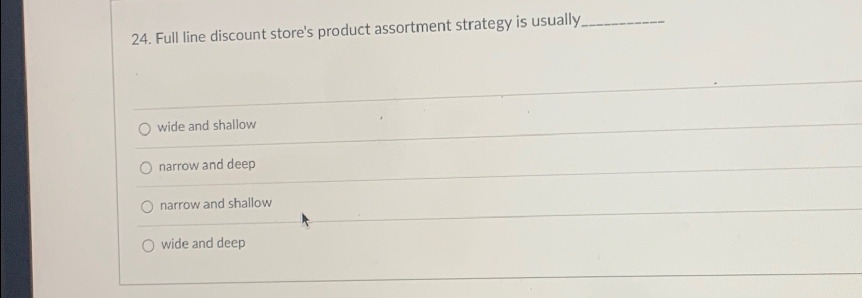 Solved Full line discount store's product assortment | Chegg.com