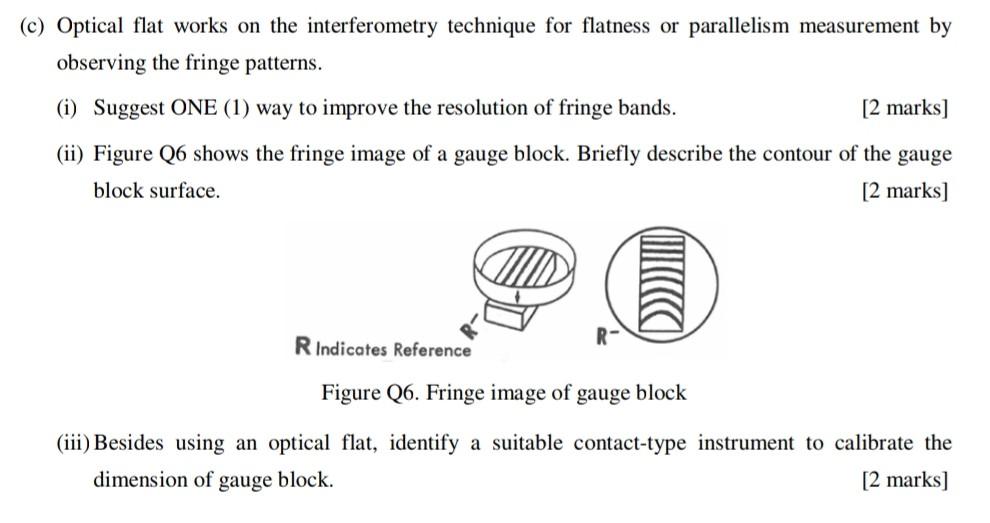 Solved (c) Optical flat works on the interferometry | Chegg.com
