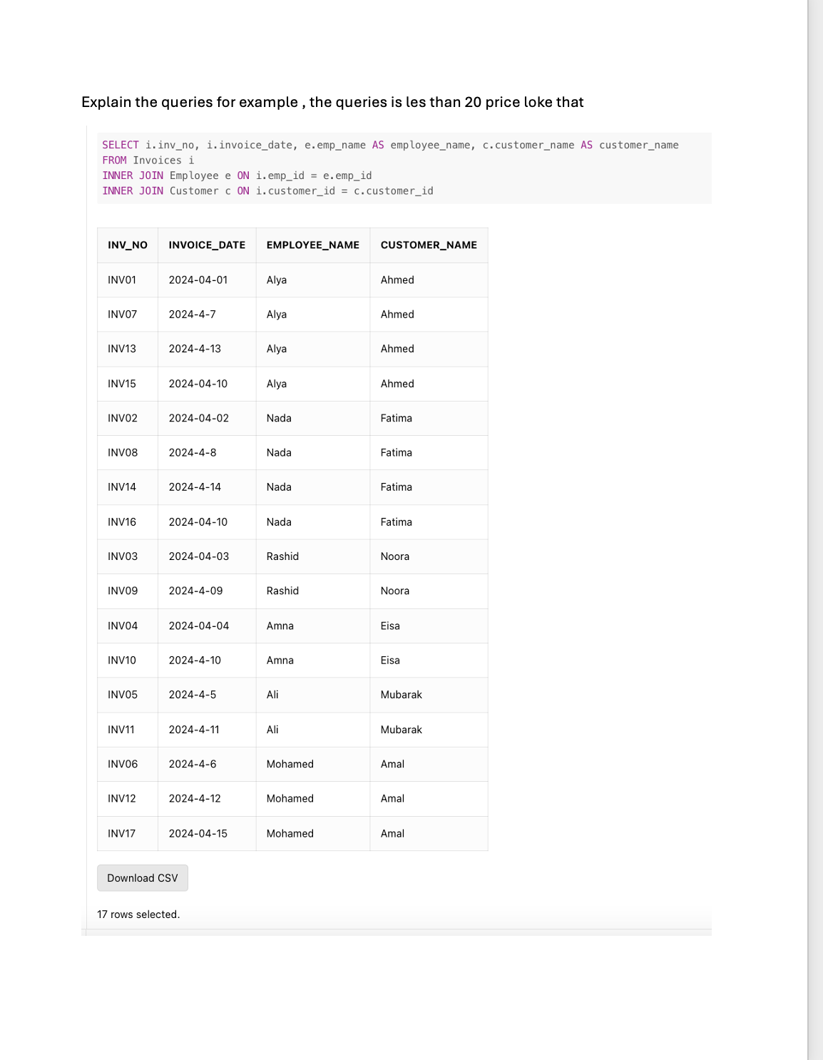 Solved explain the queries Explain the queries for example, | Chegg.com