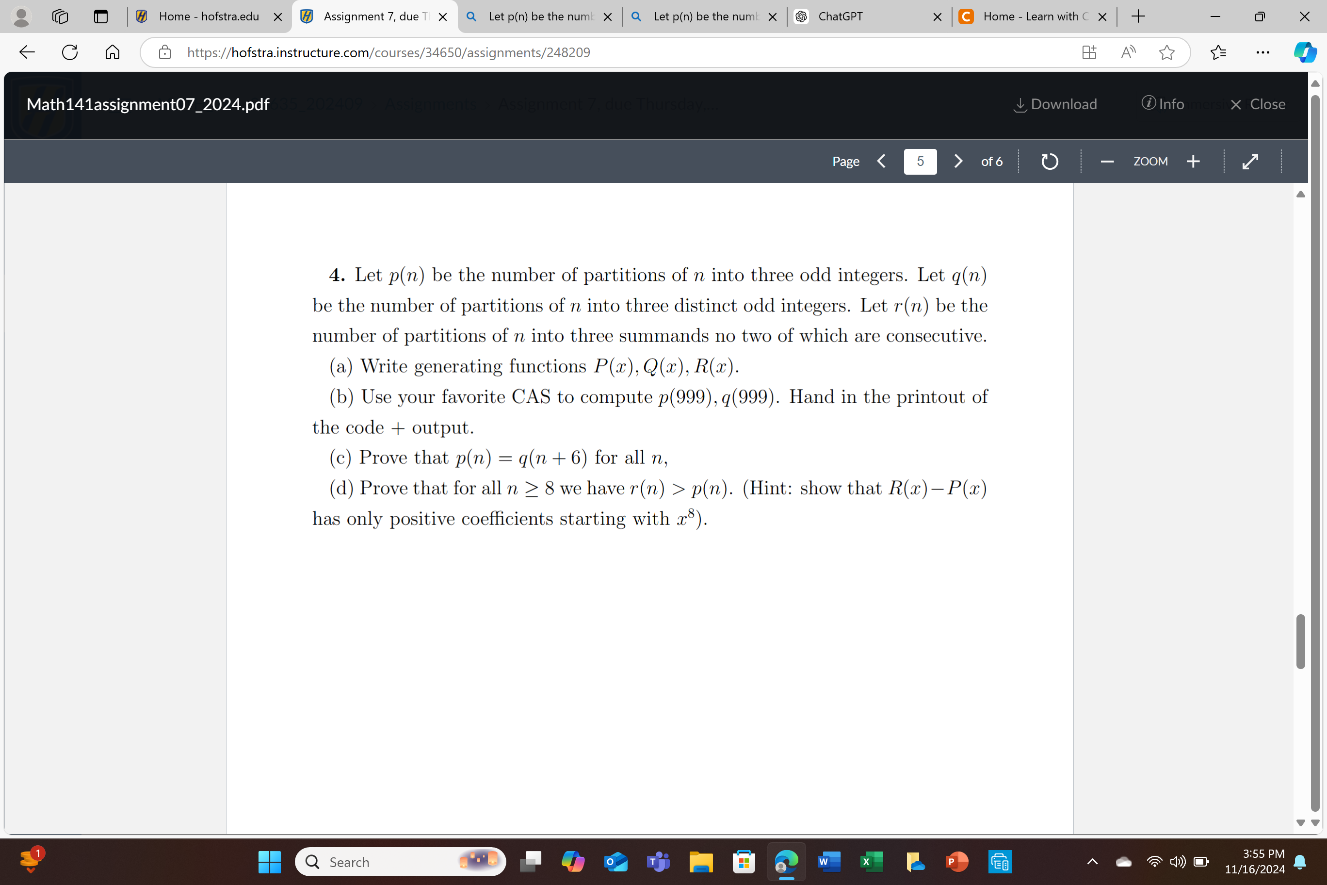 Solved Let p(n) be ﻿the number of ﻿partitions of n ﻿into | Chegg.com