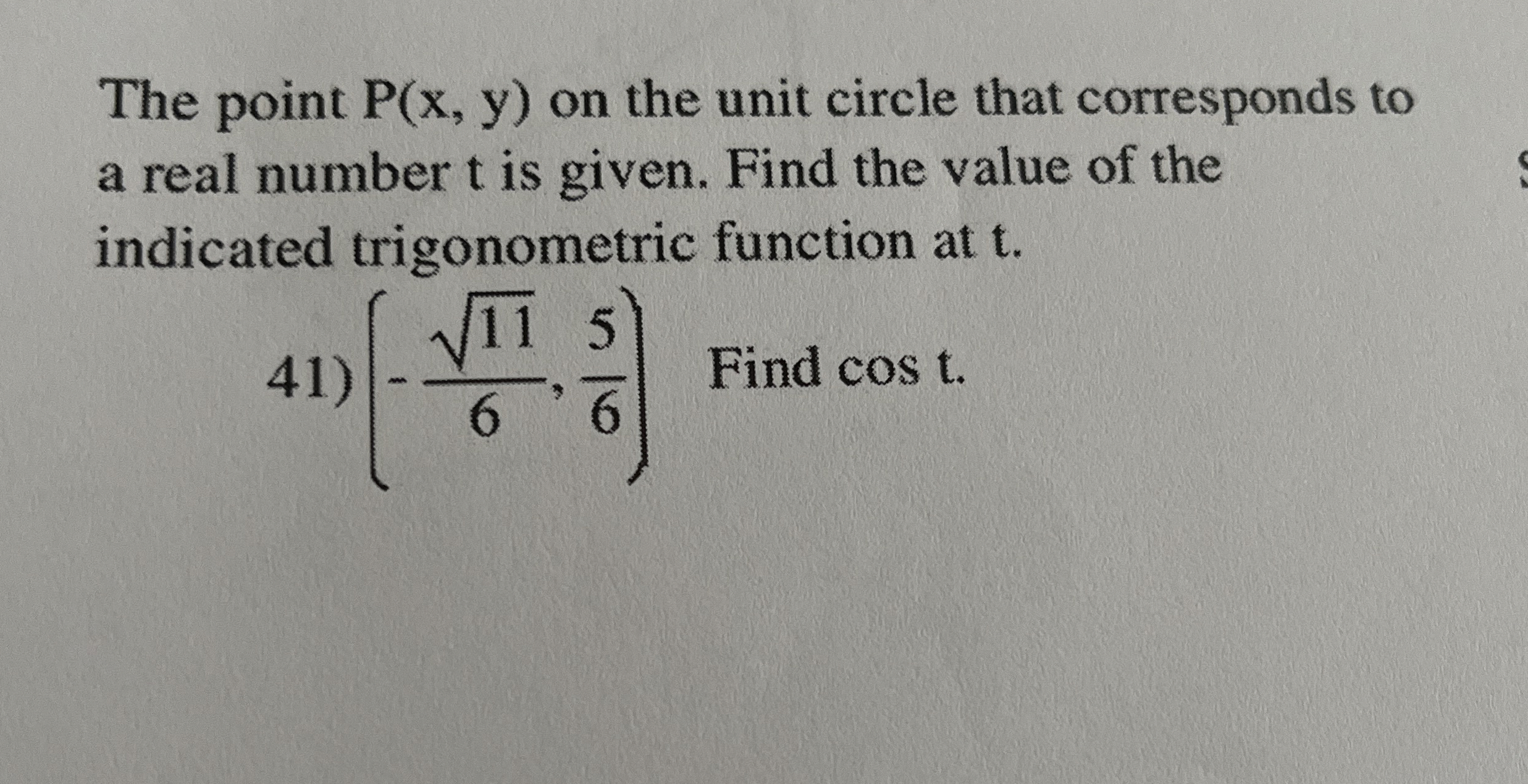 Solved The point P(x,y) ﻿on the unit circle that corresponds | Chegg.com