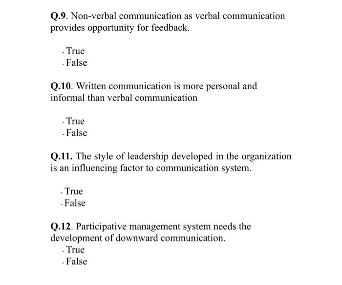 Solved Q.9. Non-verbal communication as verbal communication | Chegg.com