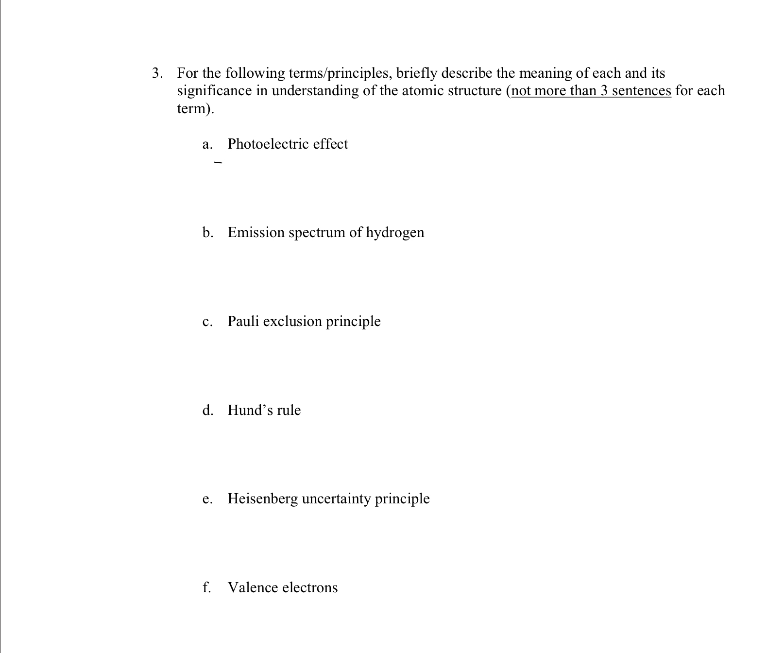 Solved For the following terms/principles, ﻿briefly describe | Chegg.com