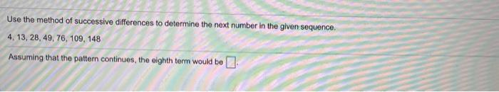 Solved Use the method of successive differences to determine | Chegg.com
