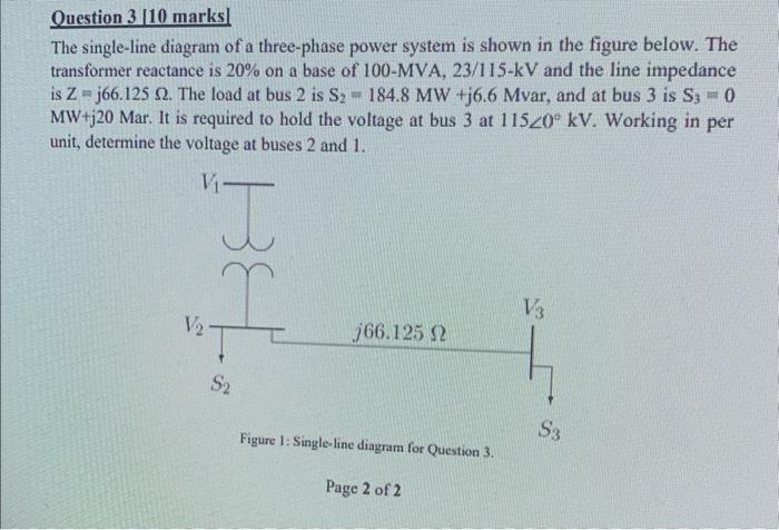 Solved The single-line diagram of a three-phase power system | Chegg.com