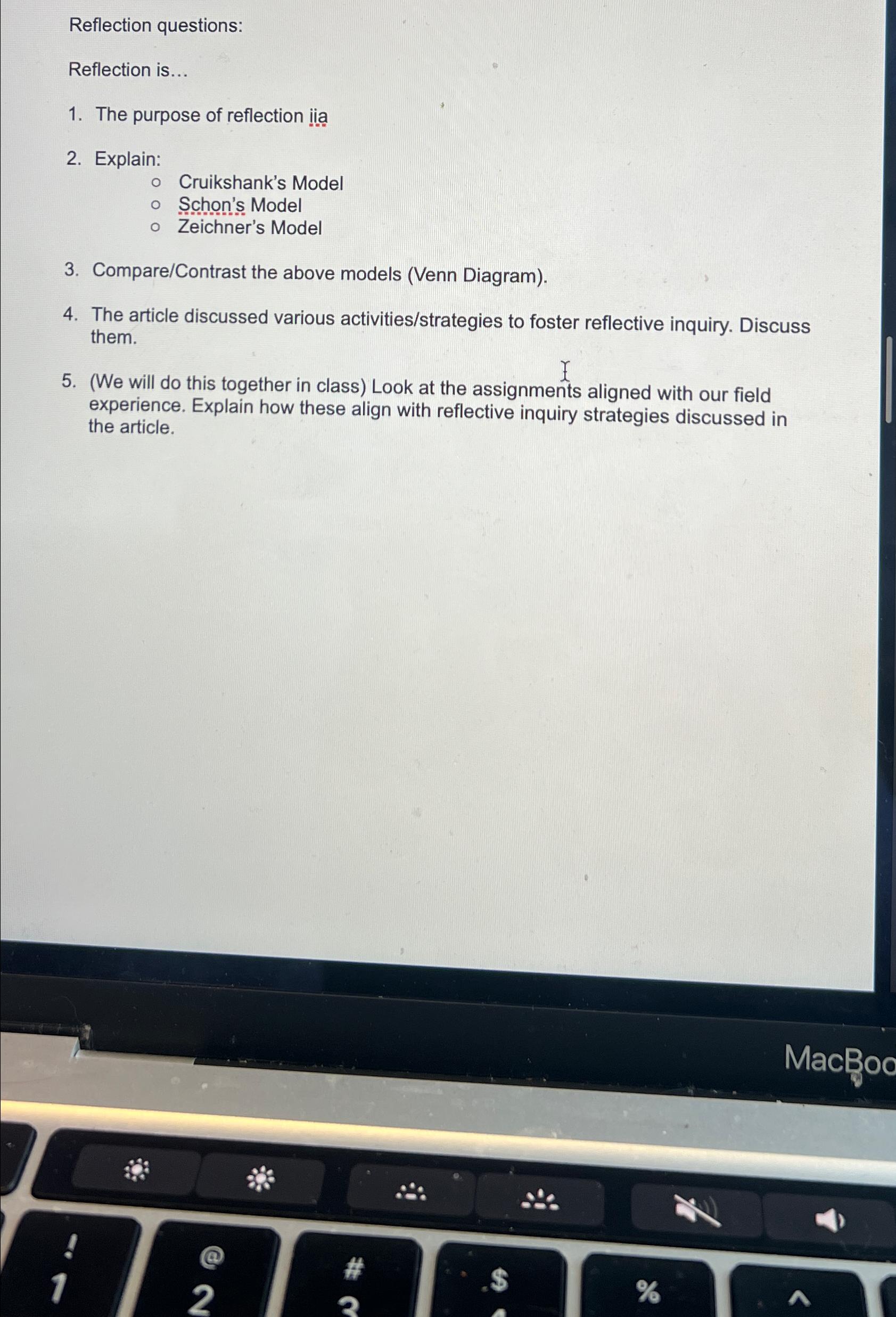 Solved Reflection questions:Reflection is...The purpose of | Chegg.com
