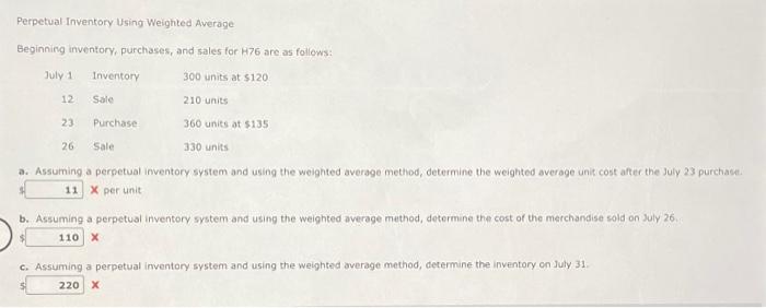 Solved Perpetual Inventory Using Weighted Average Beginning | Chegg.com