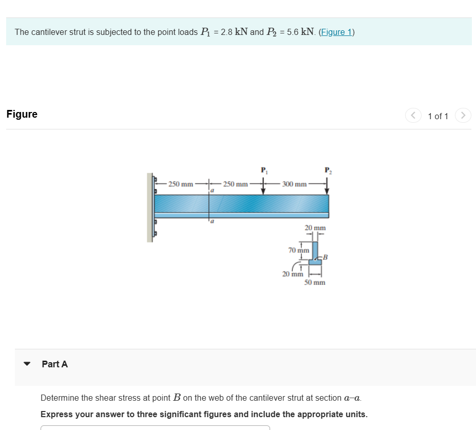 Solved The cantilever strut is ﻿subjected to ﻿the point | Chegg.com