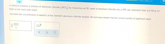 Solved A chemist prepares a solution of aluminum chloride | Chegg.com