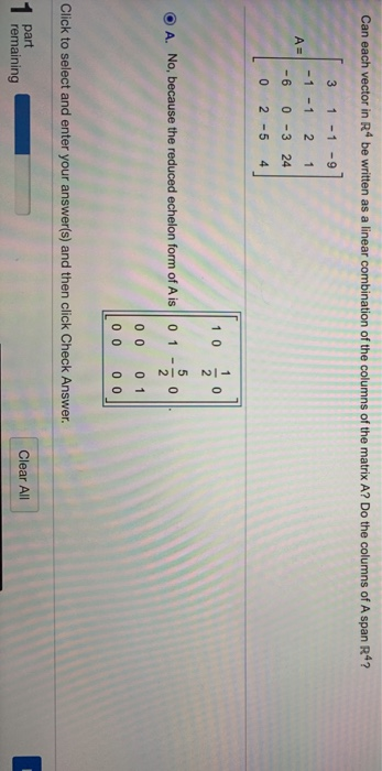 Solved Can each vector in R4 be written as a linear | Chegg.com