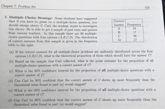 Solved Chapter 7: Problem Set Correct Answer Frequency 8. | Chegg.com