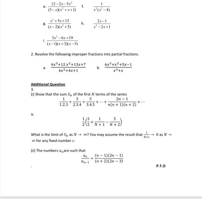 Solved please resolve these fractions into partial fractions | Chegg.com