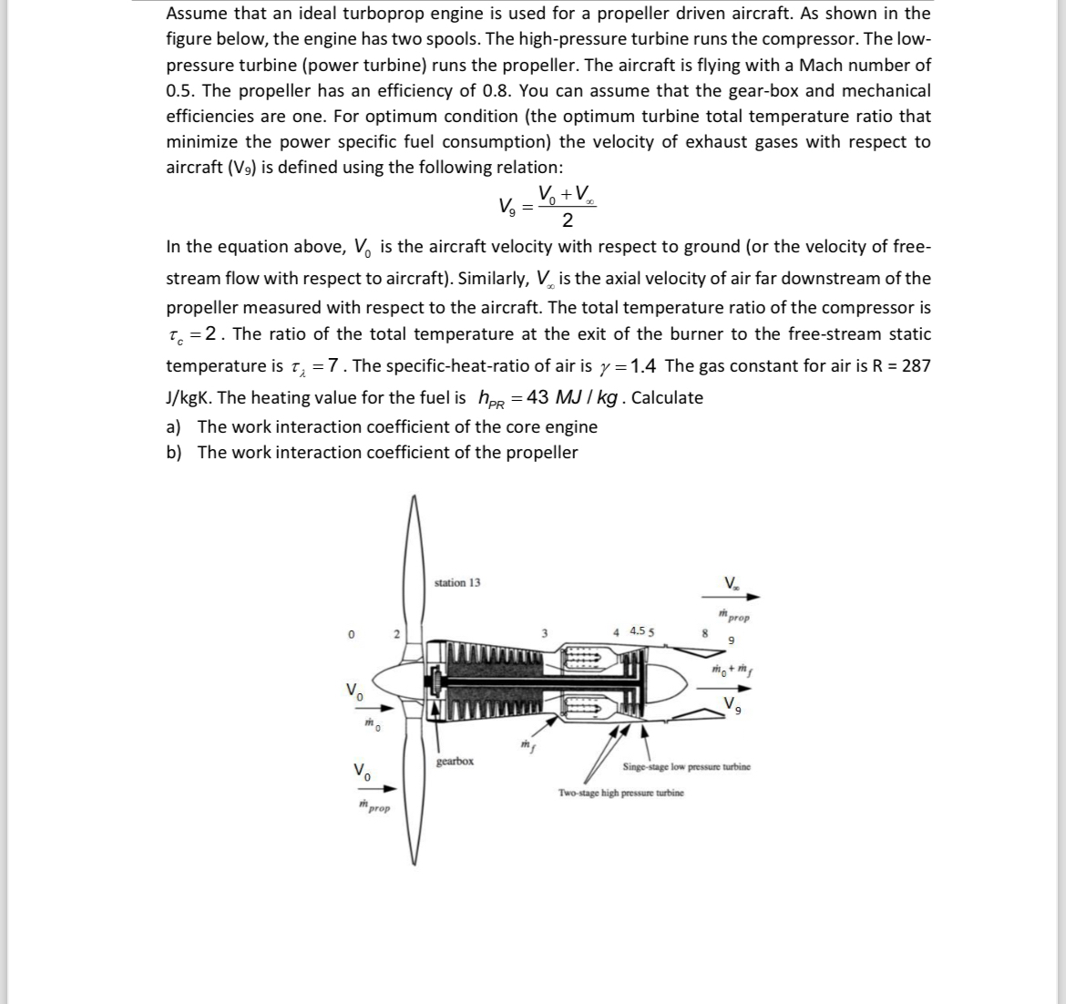 Solved Assume that an ideal turboprop engine is used for a | Chegg.com
