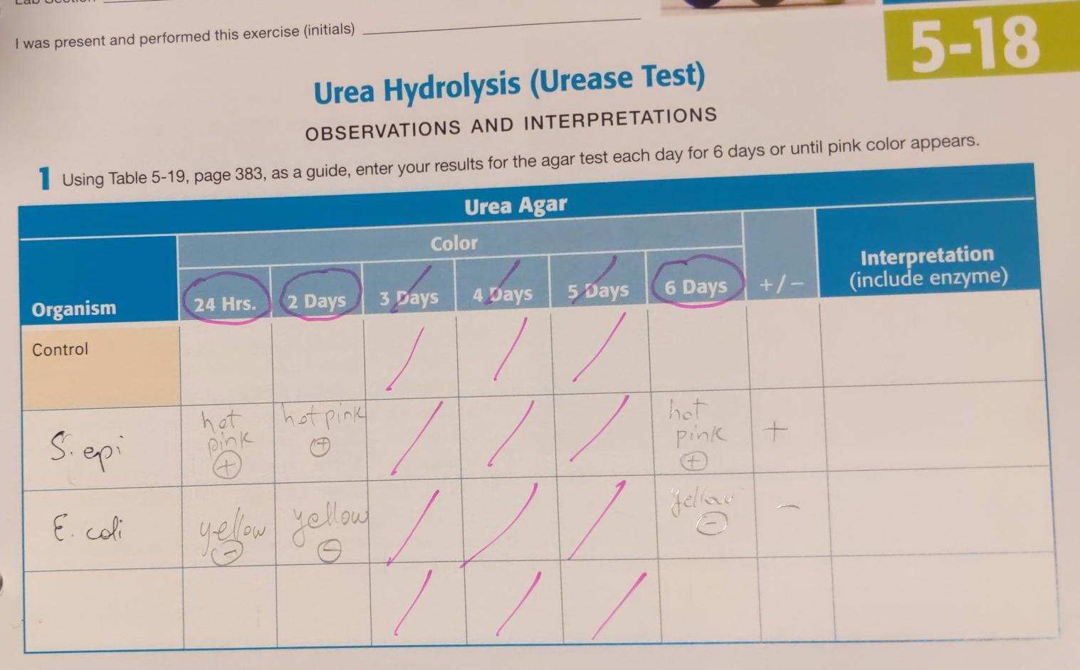 I was present and performed this exercise (initials) | Chegg.com
