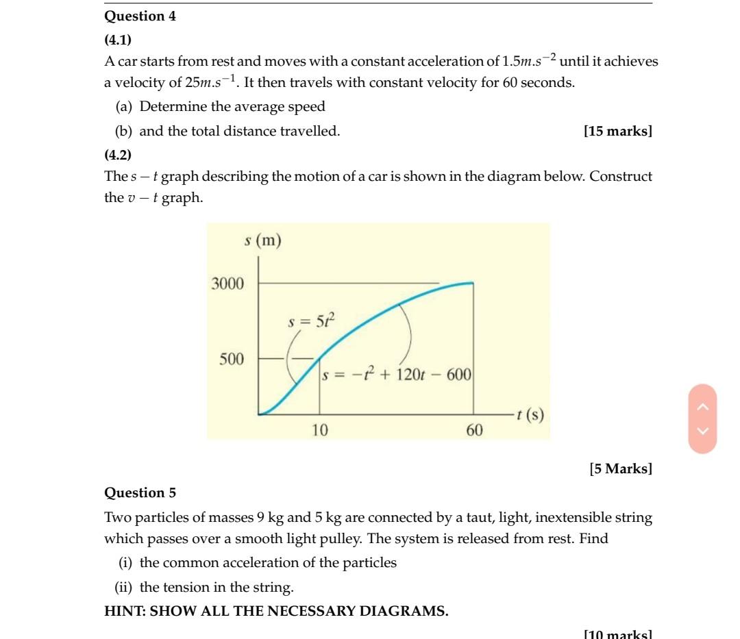 Solved (4.1) A car starts from rest and moves with a | Chegg.com