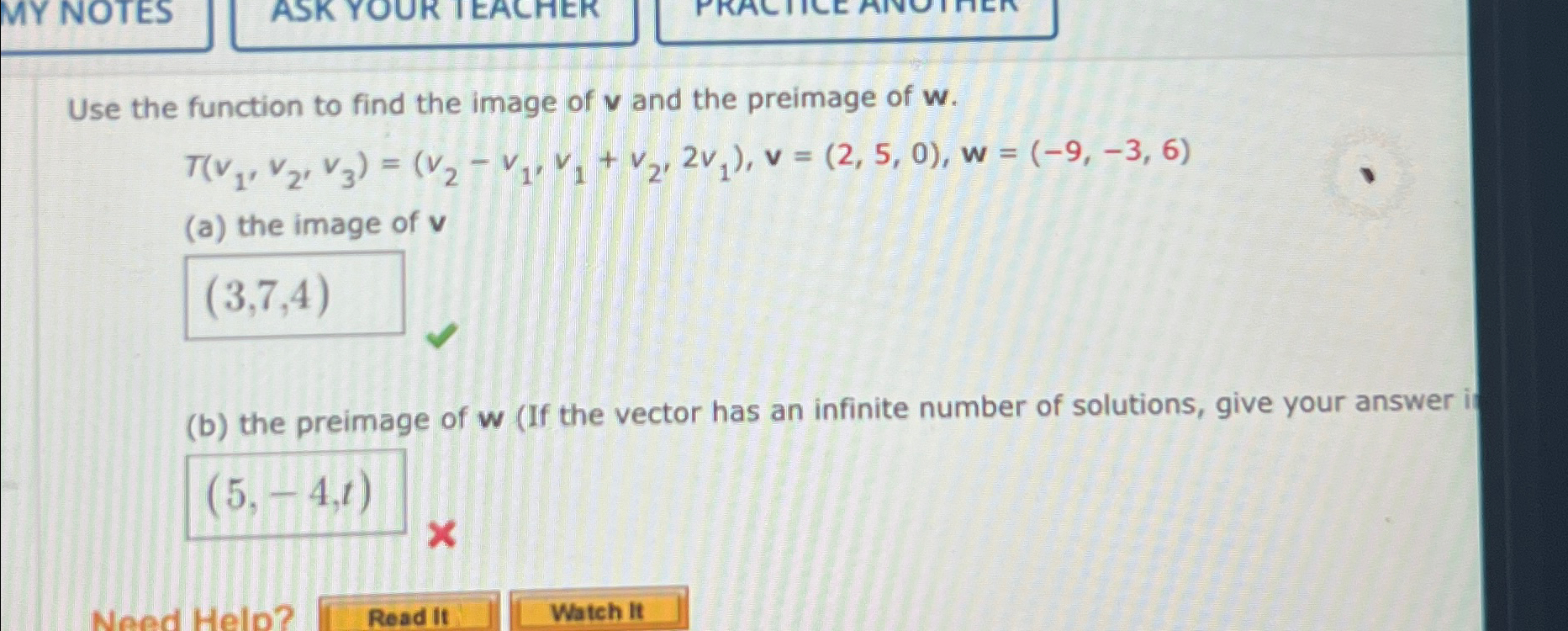 Solved Use the function to find the image of v and the | Chegg.com