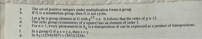 Solved a. The set of positive integers under multiplication | Chegg.com