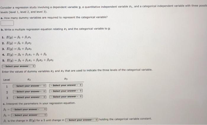 Solved Consider a regression study involving a dependent | Chegg.com