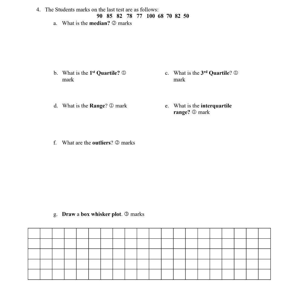 Solved The Students marks on the last test are as | Chegg.com