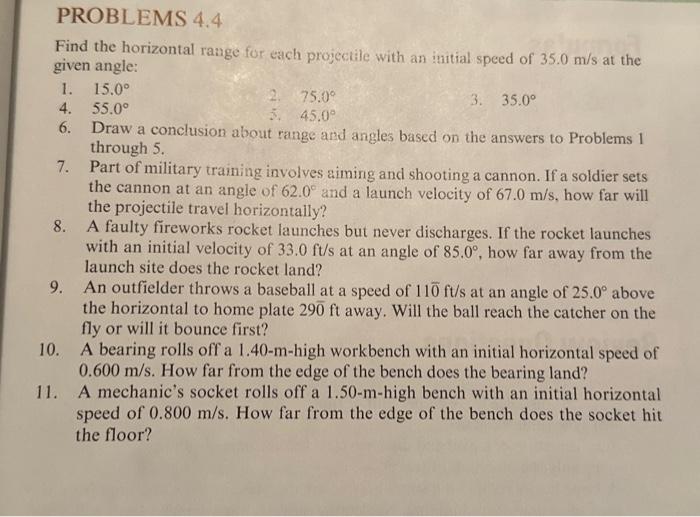 Solved Find the horizontal range for each projectile with an | Chegg.com