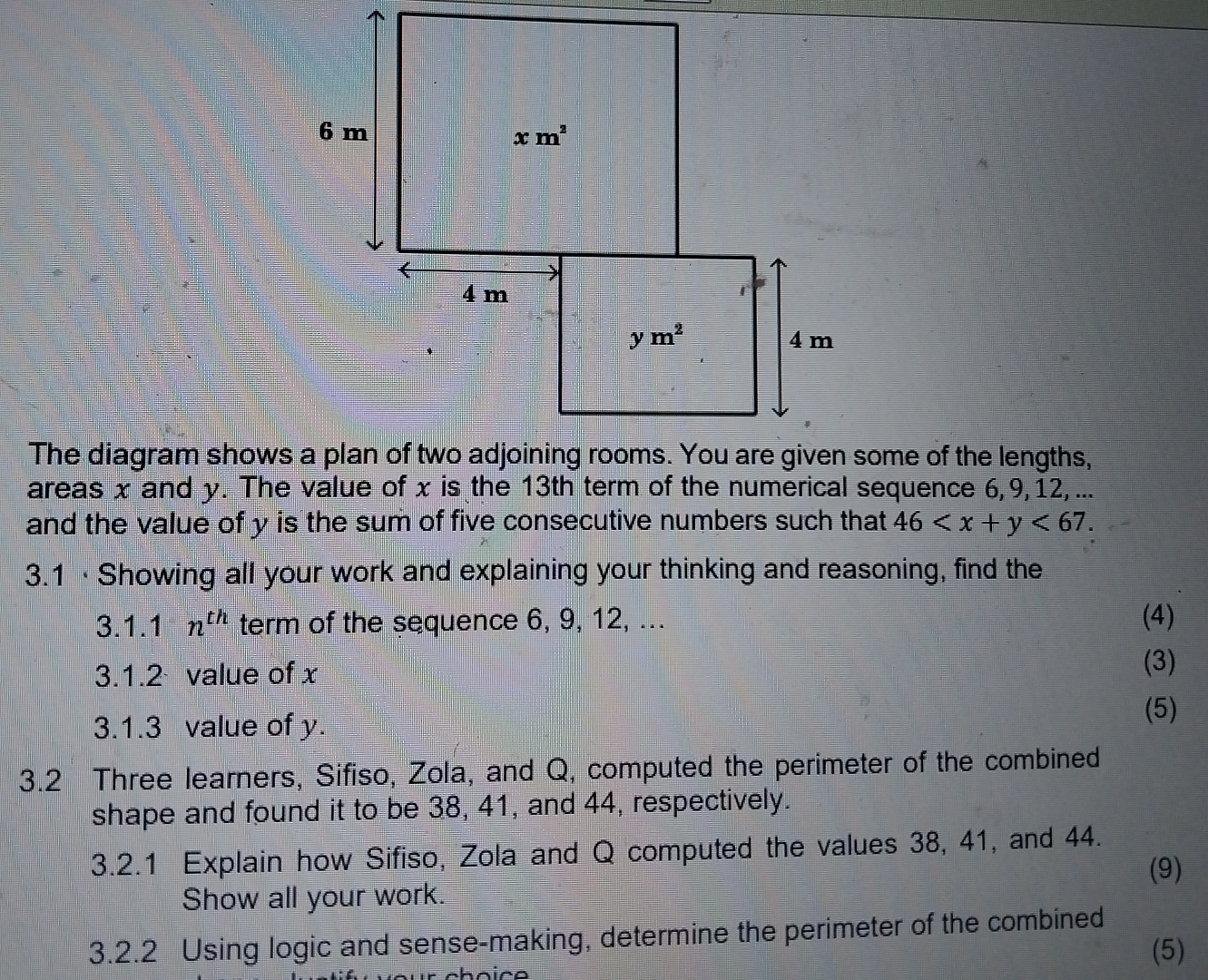 Solved The diagram shows a plan of two adjoining rooms. You | Chegg.com