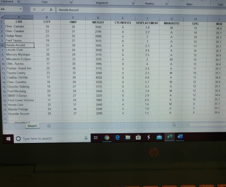 Solved Clipboard Font Alignment Number Styles Cells A6 X | Chegg.com