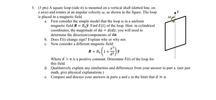 Solved 3. (3 pts) A square loop (side a) is mounted on a | Chegg.com
